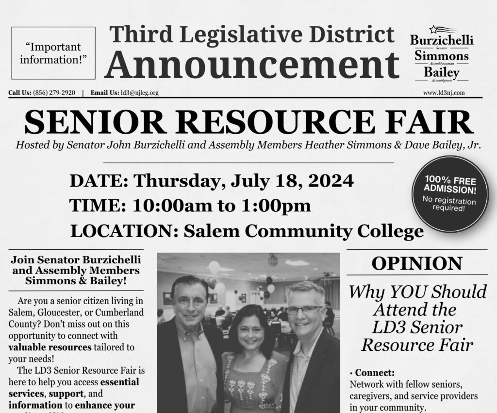Senator Burzichelli and Assembly Members Simmons & Bailey Announce LD3 ...